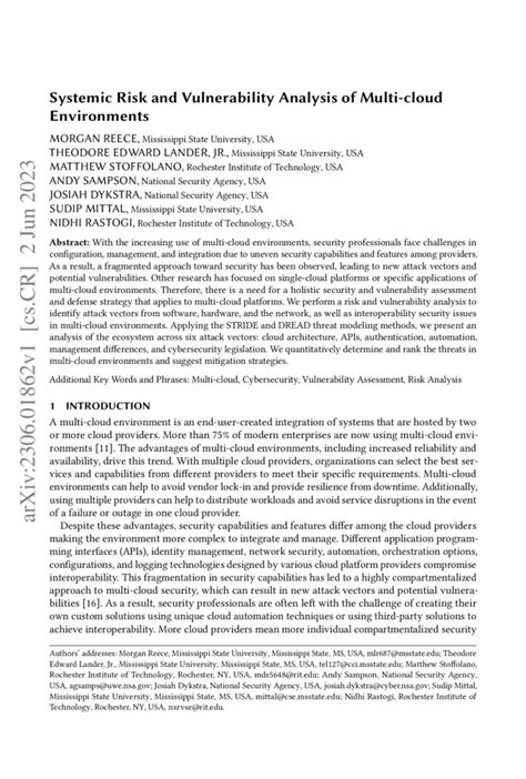 Systemic Risk And Vulnerability Analysis Of Multi Cloud Environments