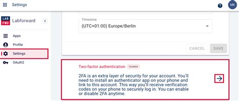 labforward add an additional layer of security by enabling two factor