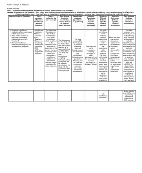 Research Matrix 1 Pdf Mindfulness Quantitative Research