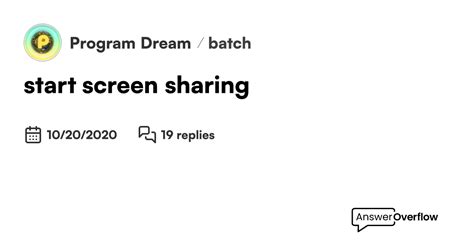 Start Screen Sharing Program Dream