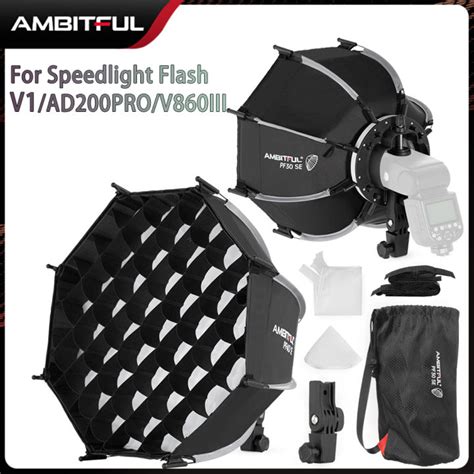 Ambitful Pf30 Se Pf40 Se 30cm 40cm Camera Flashes Mini Octagon Softbox Quick Release Softbox