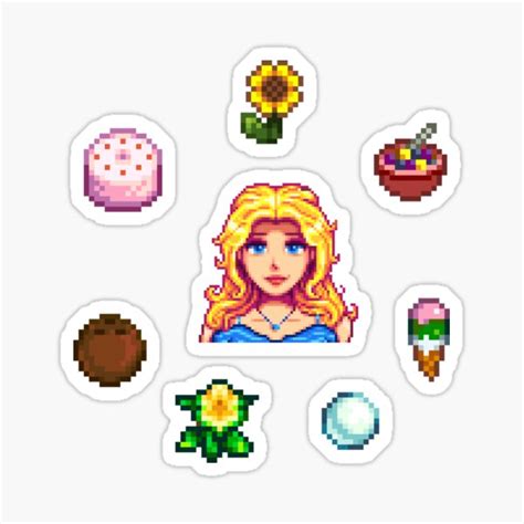 Stardew Valley Sdv Haley Favorite Items Set Sticker For Sale By Shadowcass Redbubble