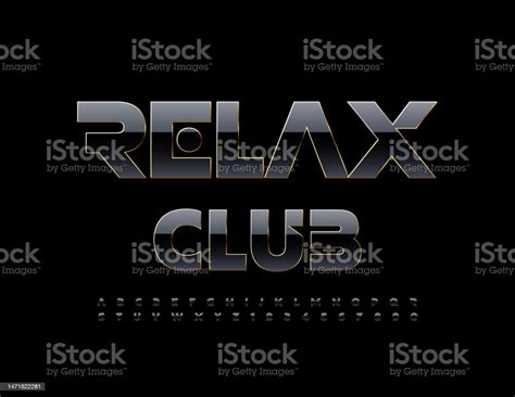 벡터 세련 된 배너 휴식 클럽입니다 크리 에이 티브 알파벳 문자와 숫자 세트 검은색에 대한 스톡 벡터 아트 및 기타 이미지 검은색 관광 리조트 관광객 Istock