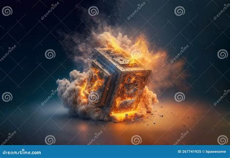 Computer Exploding With Fire And Smoke Generative AI Stock Illustration Illustration Of Crash