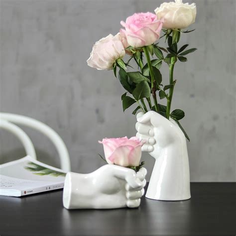 Personality White Hand Art Dried Flowers Ceramic Vase Handmade