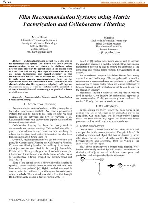 Film Recommendation Systems Using Matrix Factorization And