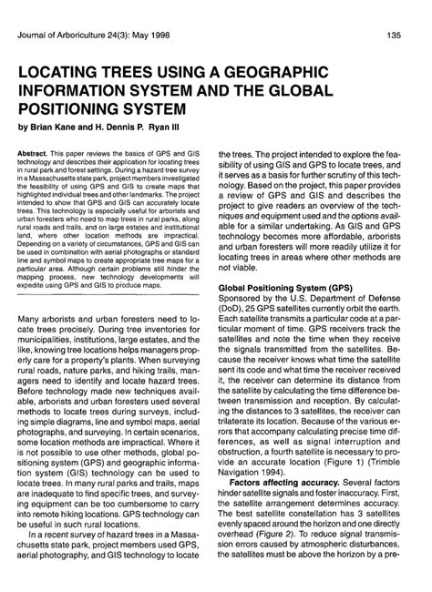 pdf locating trees using a geographic information system and the