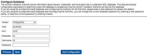configuring the database