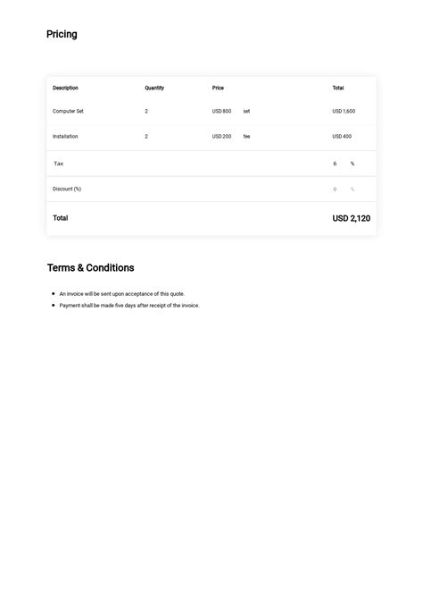 Simple IT Quotation Template Free PDF Google Docs Google Sheets Excel Word Template Net