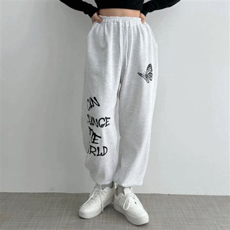 [1 1할인 핏짱예쁨]롱해보이는 배색 나비 영문 레터링 조거 밴딩 추리닝 트레이닝 팬츠 3color 에이블리