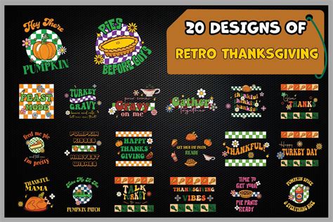 Retro Thanksgiving Bundle SVG 20 Designs Graphic by Glamousita.Sublimation · Creative Fabrica