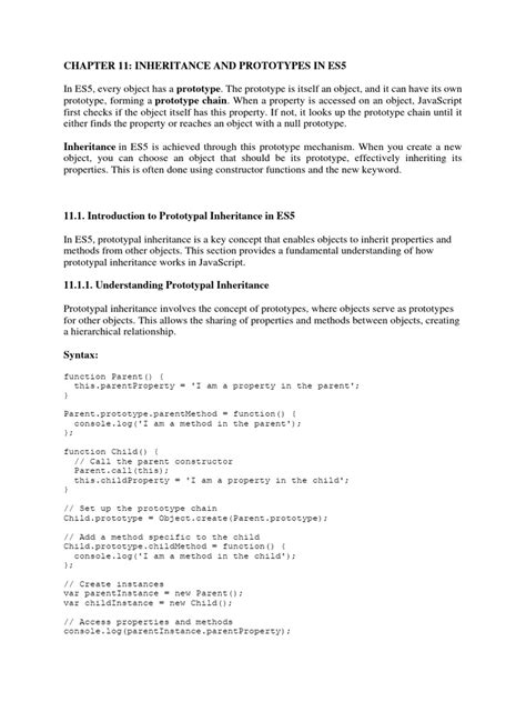 Inheritance And Prototypes In Es5 Pdf Method Computer Programming Inheritance Object