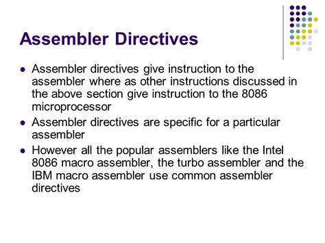 8086 instruction set and assembler directives pdf