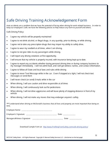 Safe Driving Training Acknowledgement Form Fill Out Sign Online And Download Pdf Templateroller