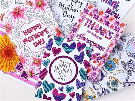 Mother S Day Printable Coloring Cards Pack Printable Pdf Mother S Day Card Templates To