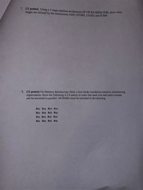 7 112 Points Using A 5 Stage Pipeline Architecture