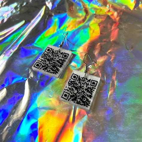Rickroll Barcode Dangle Earrings Gen Z Funny Creative Meme Jewelry