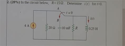 solved 2 20 in the circuit below r 15Ω determine i t