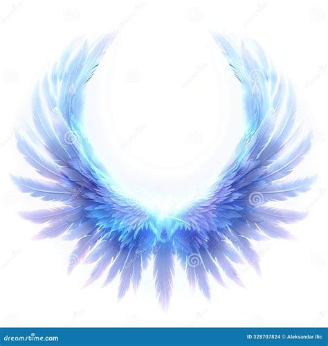 Light Blue Angel Wings With Glowing Light Isolated On White Background