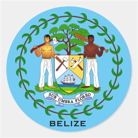 Pegatina Del Escudo De Armas De Belice Zazzlees