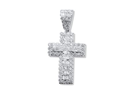 14k White Gold Diamond Cross Pendant 234 Ct Eci Jewelers