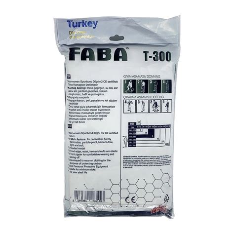 Faba T 300 Tek Kullanımlık Koruyucu Kimyasal Tulum İş Güvenliği Malzemeleri Ve Ekipmanları