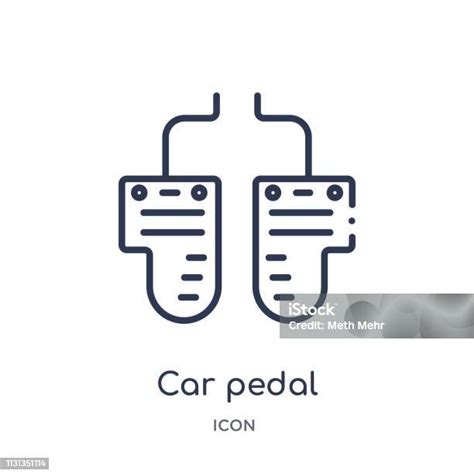 자동차 부품 개요 컬렉션에서 선형 자동차 페달 아이콘입니다 얇은 라인 자동차 페달 벡터 흰색 배경에 고립입니다 자동차 페달 유행 그림 가솔린에 대한 스톡 벡터 아트 및 기타