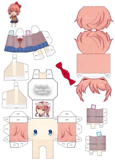 Sayori Papercraft Custom Paper Dolls Paper Crafts Paper Doll Template