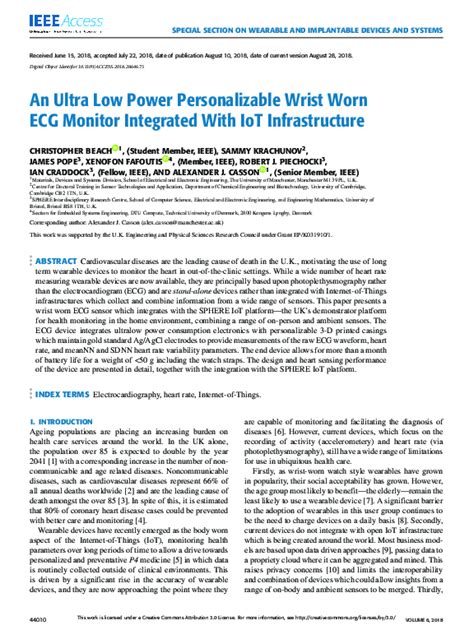 Pdf An Ultra Low Power Personalizable Wrist Worn Ecg Monitor Integrated With Iot Infrastructure
