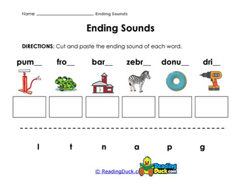 Ending Sounds Worksheets Phonics Skills Reading