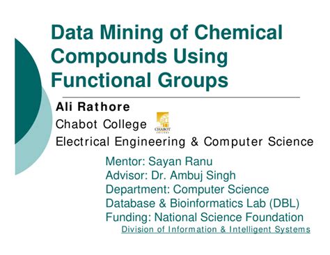 [ppt] Data Mining Of Chemical Compounds Using Functional Groups Ali