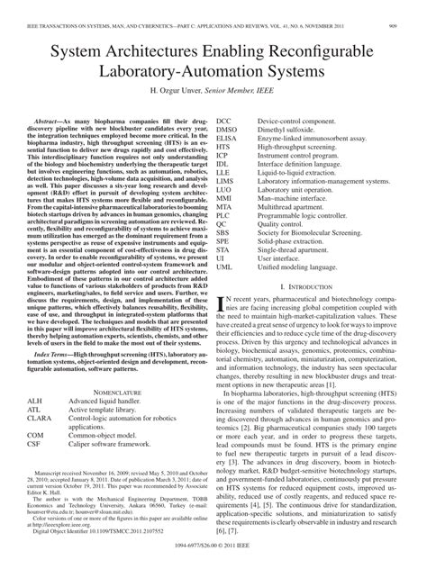 Pdf System Architectures Enabling Reconfigurable Laboratory