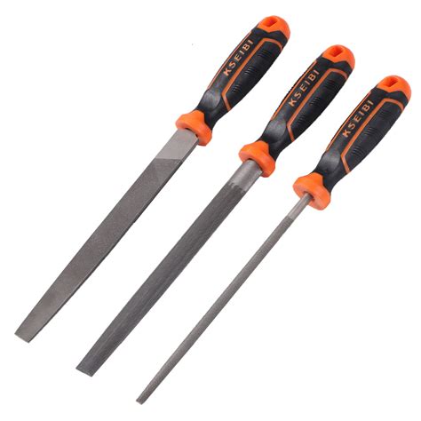 Kseibi Professional 3pcs Metal Steel File Set Include Round Half Round Flat File Steel File