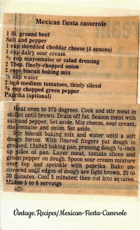 Mexican Fiesta Casserole Vintagerecipes