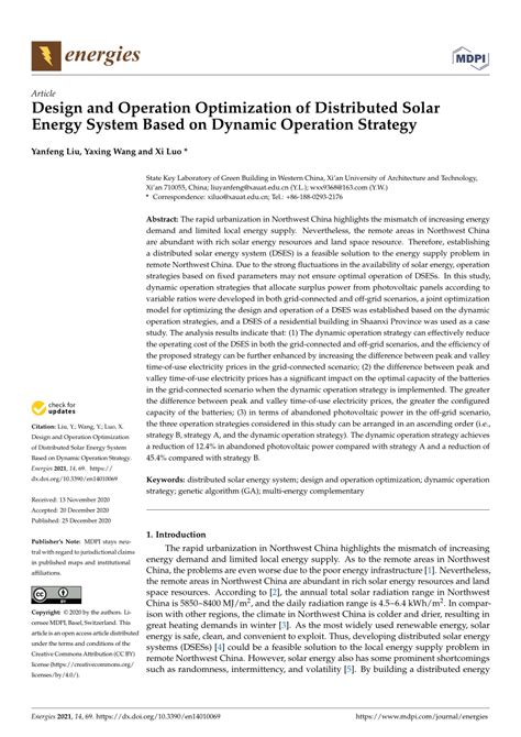 Pdf Design And Operation Optimization Of Distributed Solar Energy