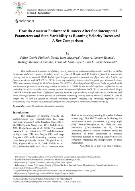Pdf How Do Amateur Endurance Runners Alter Spatiotemporal Parameters