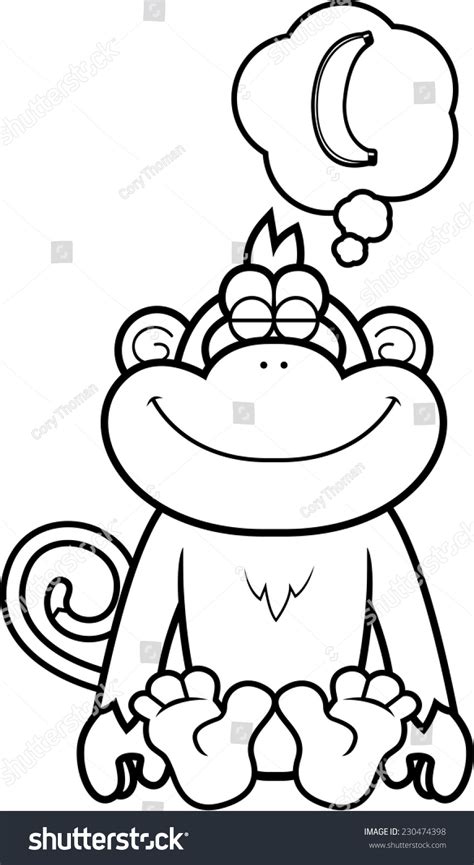Cartoon Illustration Monkey Dreaming Banana Stock Vector Royalty Free