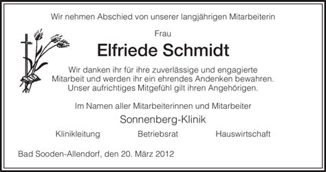 Traueranzeigen Von Elfriede Schmidt Trauer Hna De