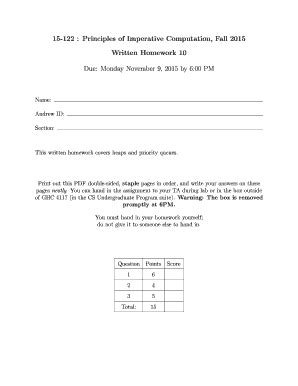 Fillable Online Cs Cmu Written Homework 10 Cs Cmu Fax Email Print