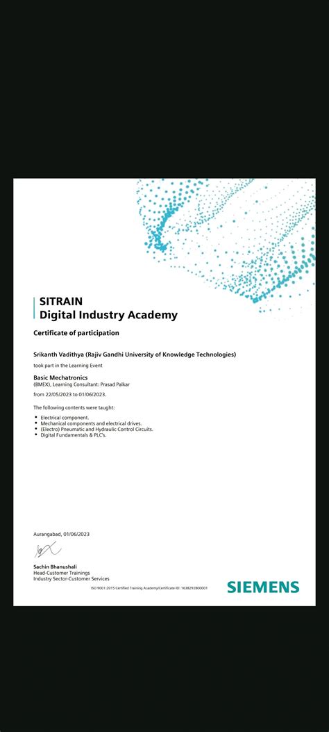 Srikanth Vadithya On Linkedin Mechatronics Siemens