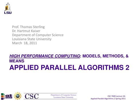 Ppt High Performance Computing Models Methods And Means Applied