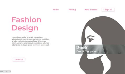 여성 색상과 귀여운 소녀 얼굴 패션 디자인 방문 페이지 템플릿 벡터 일러스트 레이 션 Eps 10 고객 참여에 대한 스톡 벡터 아트 및 기타 이미지 Istock