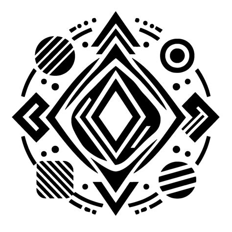 Symmetrical Black And White Geometric Featuring A Diamondshaped Centerpiece Surrounded By