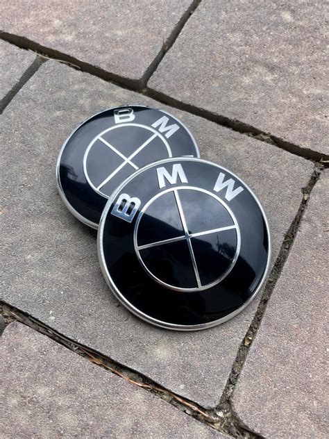 Bmw Emblem Set Logo E46 E90 E91 E60 E61 E87 E65 Full Black 2 Pcs
