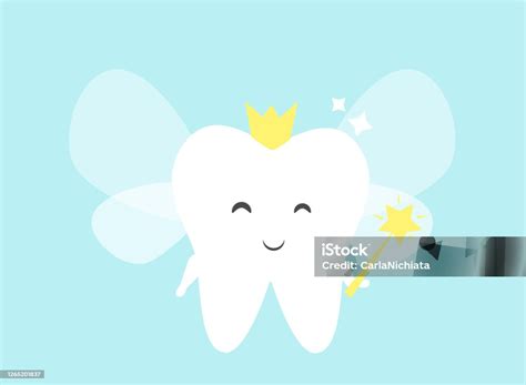 귀여운 치아 요정 벡터 이빨은 크라운을 착용하고 마법의 별 지팡이를 들고 이빨 요정 허구 캐릭터에 대한 스톡 벡터 아트 및 기타 이미지 이빨 요정 허구 캐릭터 벡터