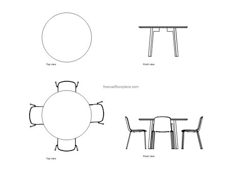 Round Table Plan Elevation Free Cad Drawings