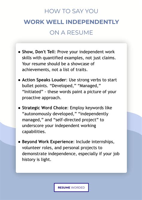 How To Say You Work Well Independently On A Resume With Examples