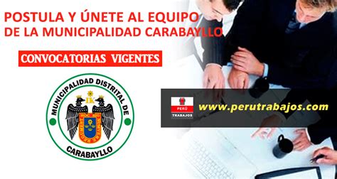 Empleo 】 Municipalidad De Carabayllo Sereno Pie