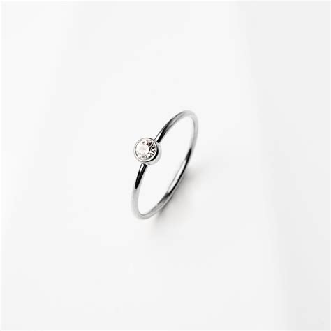 Collette Waterproof Solitaire Stacking Ring Grayling