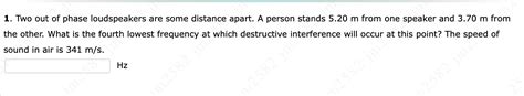 1 Two Out Of Phase Loudspeakers Are Some Distance